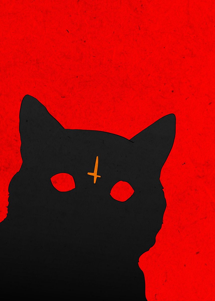 'satanic cat' Poster, picture, metal print, paint by eunoia | Displate