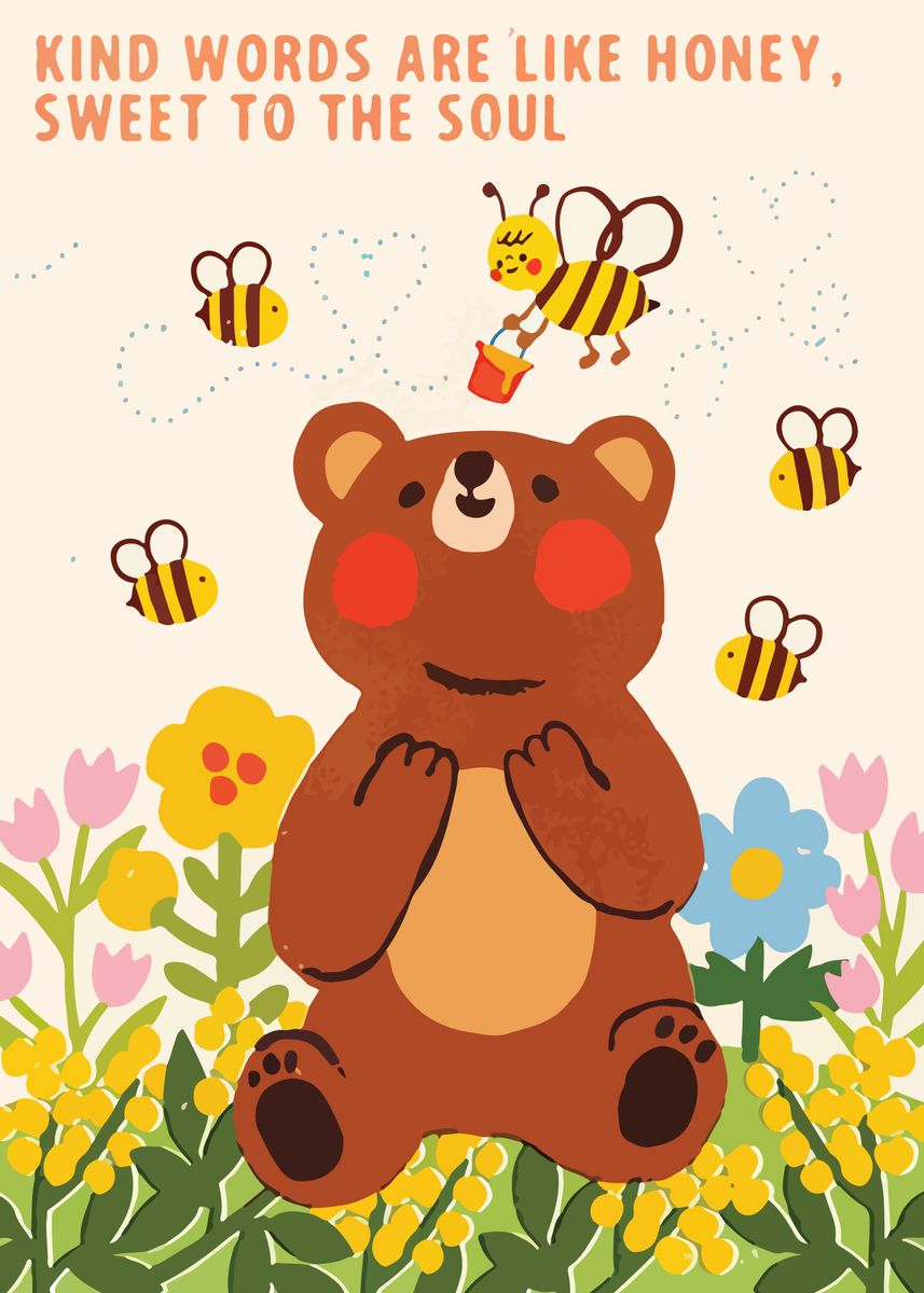 'cute bear' Poster, picture, metal print, paint by Samuel Justin | Displate