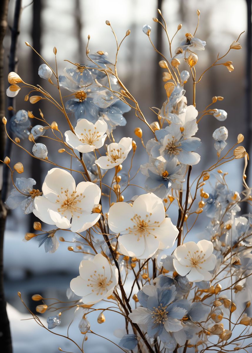 'Winter Bloom Elegance' Poster, picture, metal print, paint by ...