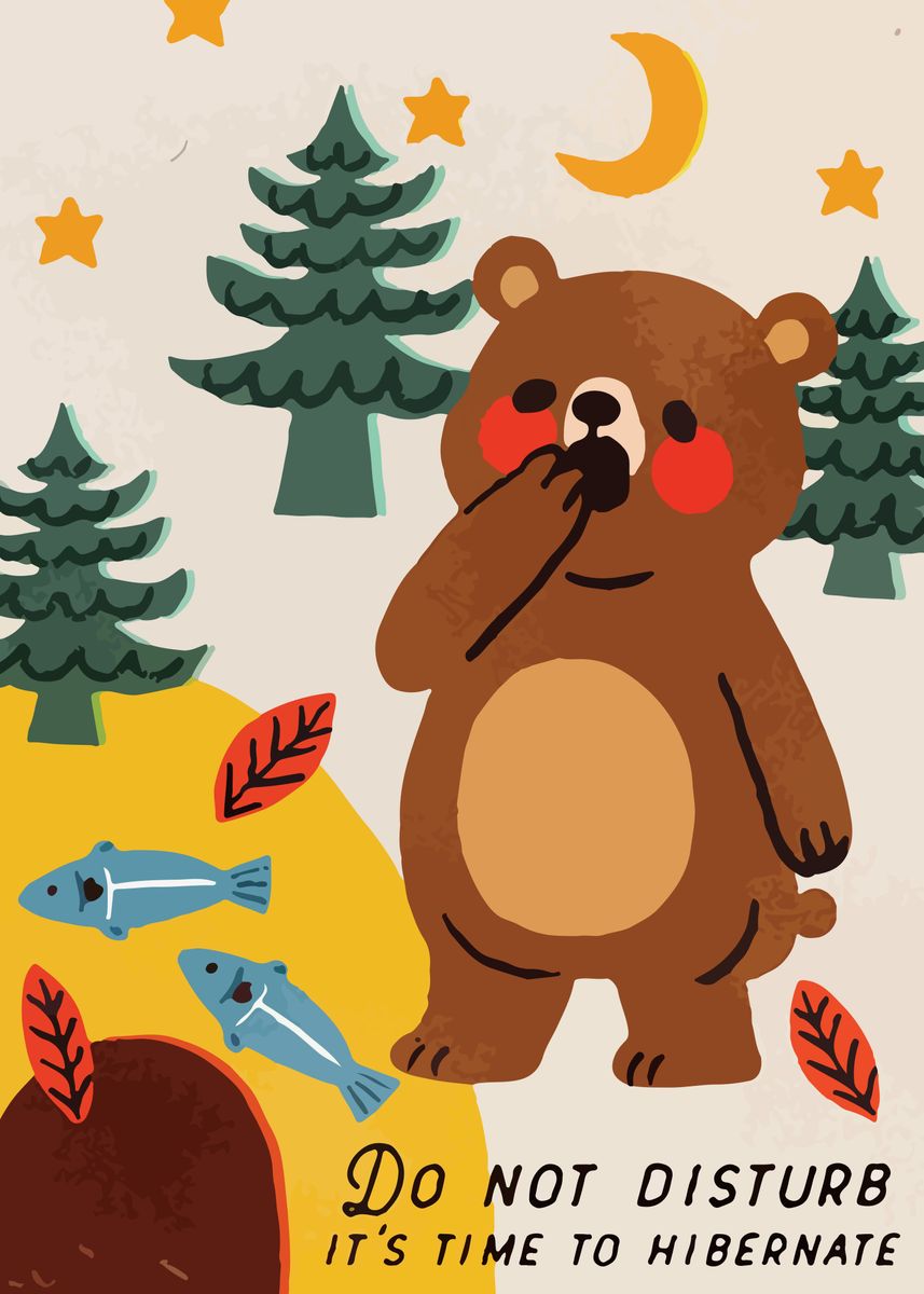 'cute bear' Poster, picture, metal print, paint by Samuel Justin | Displate