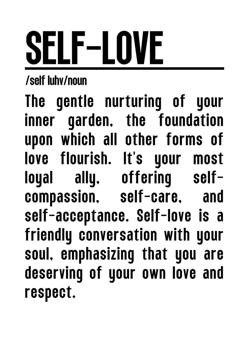 'Self Love Definition Quote' Poster, picture, metal print, paint by ...