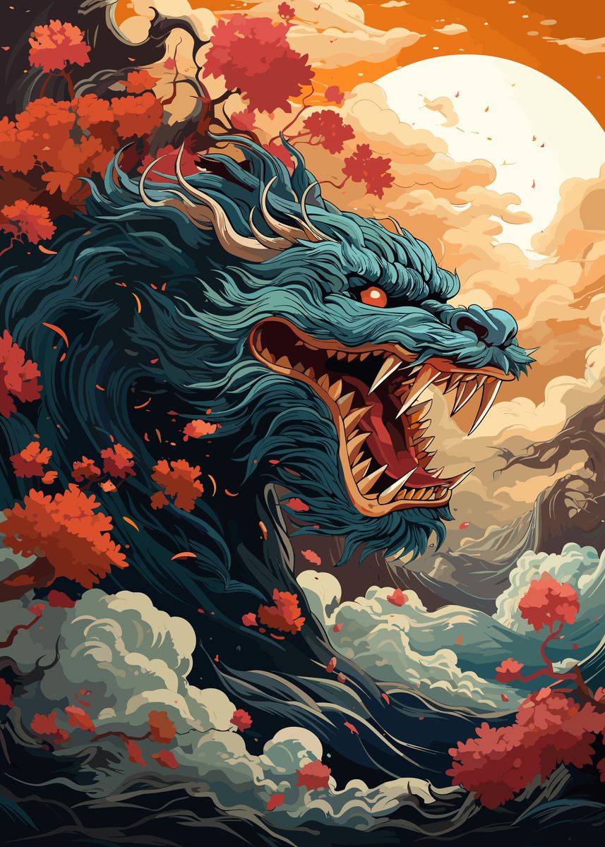 'Japanese dragon art' Poster, picture, metal print, paint by Mounier ...