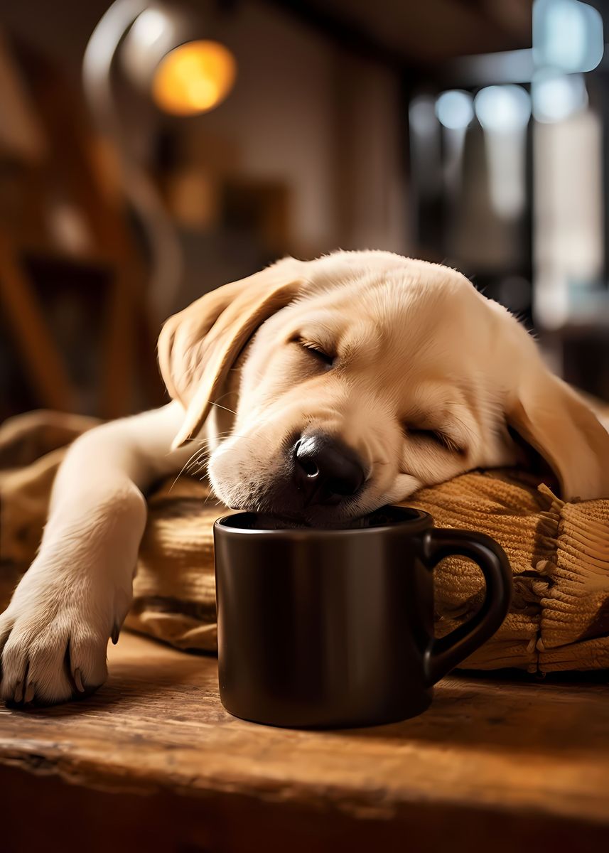 'Labrador Retriever Coffee' Poster, picture, metal print, paint by ...