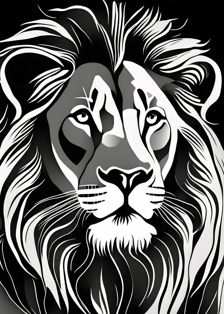 'Lion Drawing' Poster, picture, metal print, paint by Florian Neumann ...