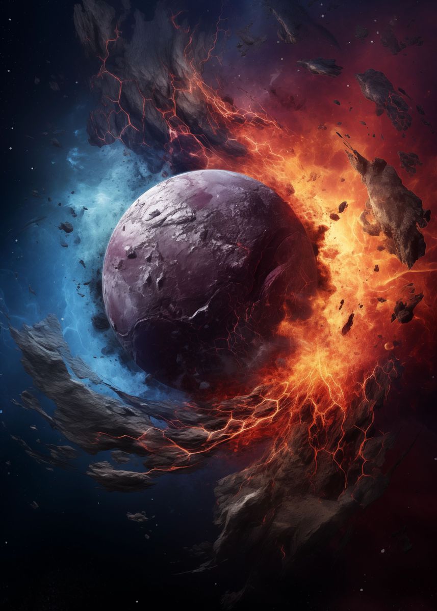 'Planetary collision' Poster, picture, metal print, paint by AI Art ...