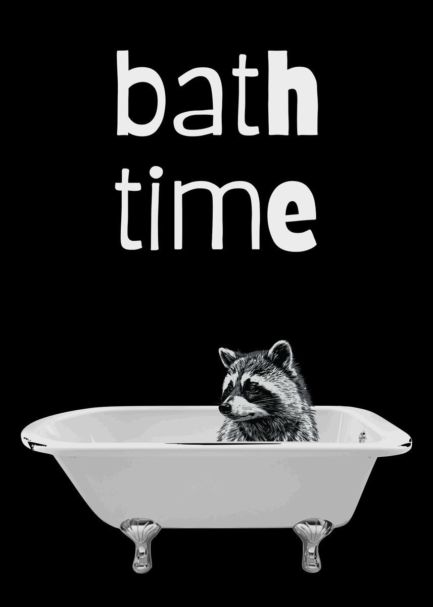 'BATH TIME RACCOON ' Poster, picture, metal print, paint by Atomic ...