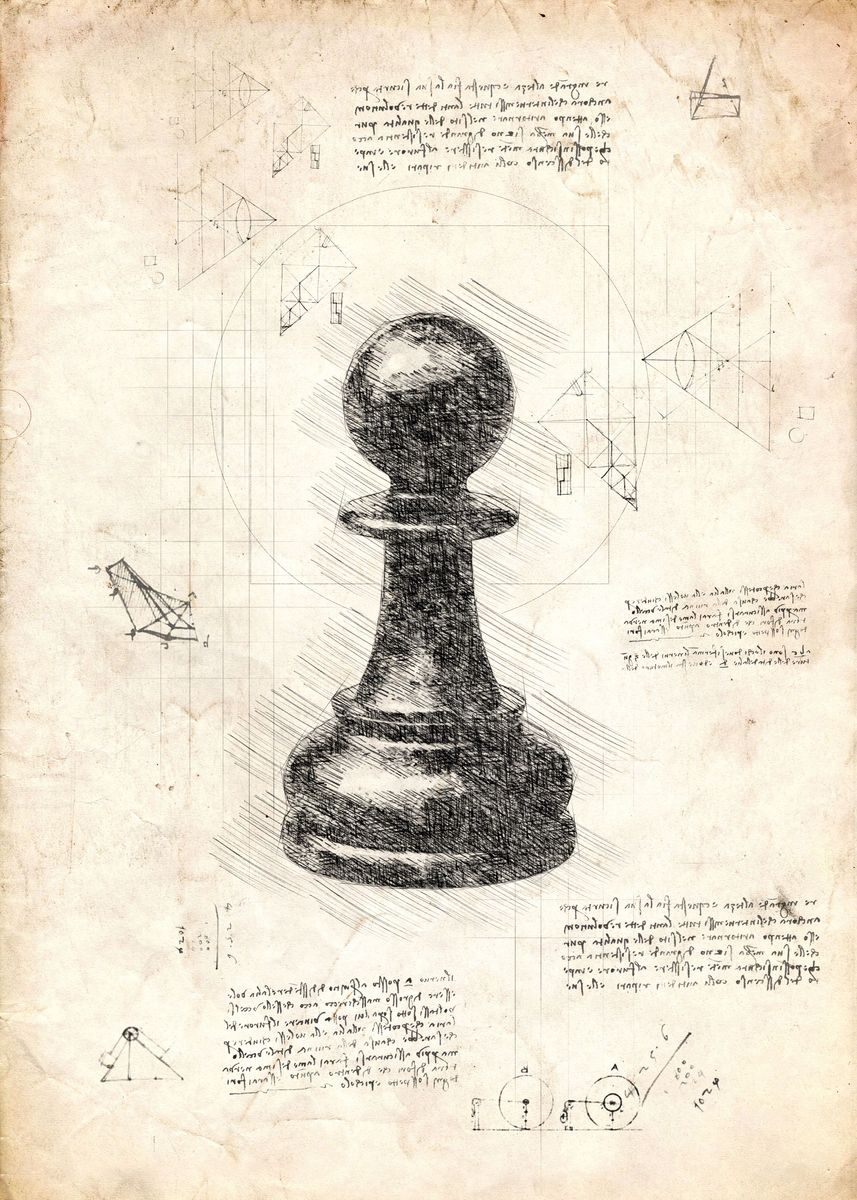 'Da Vinci Pawn chess' Poster, picture, metal print, paint by Stephen ...