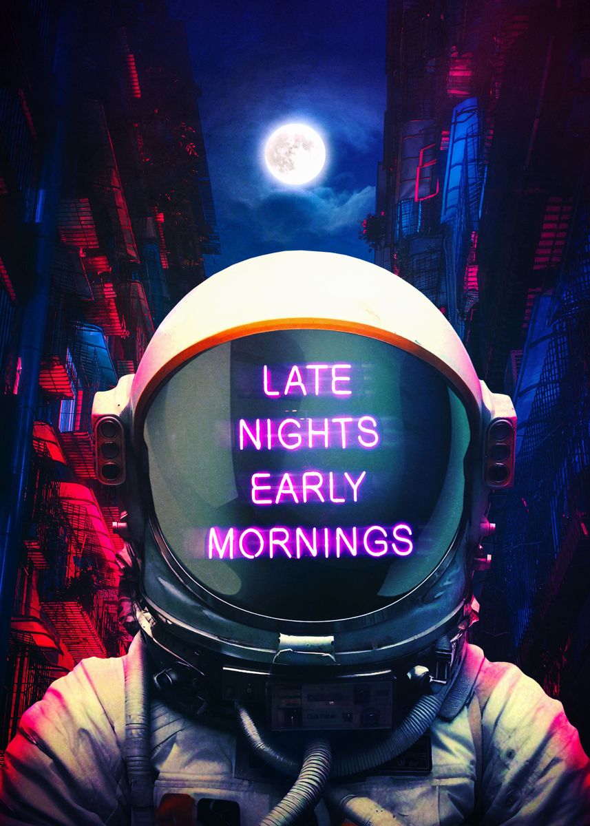 'Late Nights' Poster, picture, metal print, paint by seam less | Displate