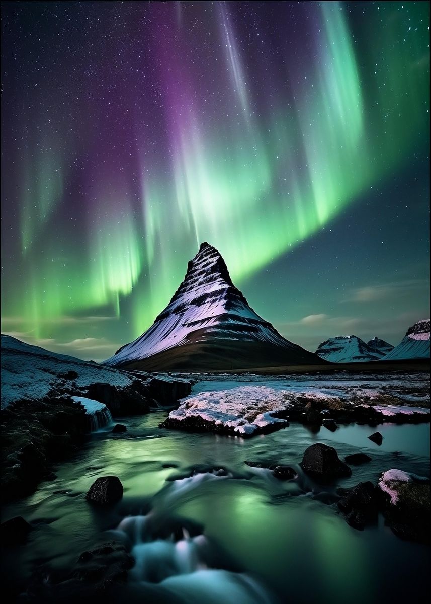 'Northern Lights the Rock' Poster, picture, metal print, paint by Max ...