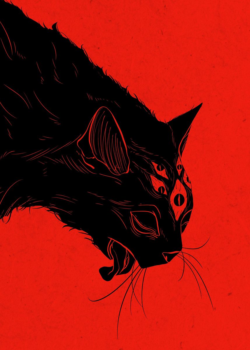 'demon cat' Poster, picture, metal print, paint by eunoia | Displate