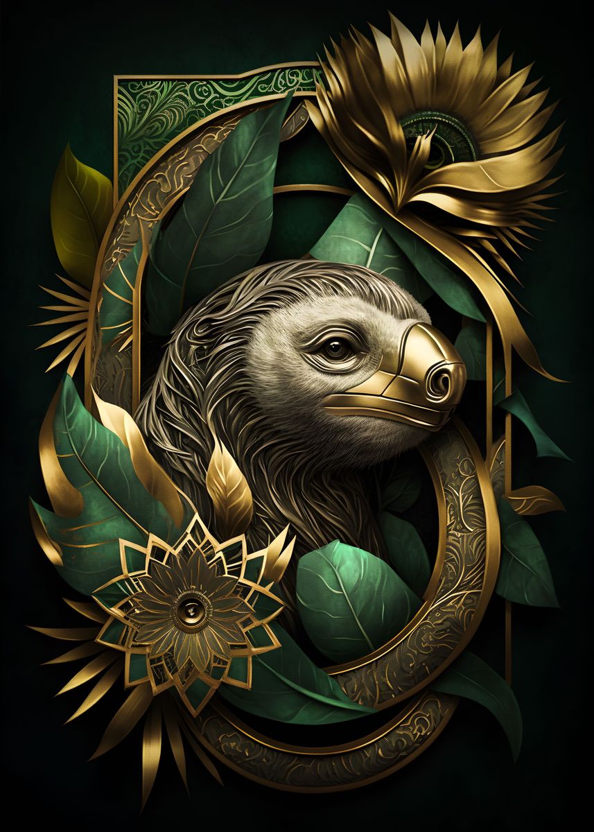 'Sloth Abstract Floral' Poster, picture, metal print, paint by Dream ...