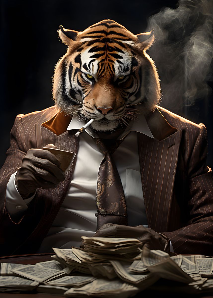 'Tiger Boss' Poster, picture, metal print, paint by brodest | Displate
