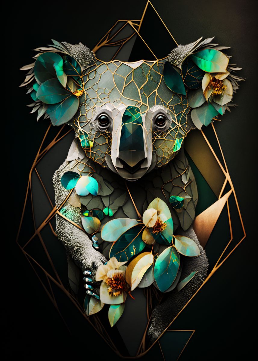 'Abstract Koalas Leaf' Poster, picture, metal print, paint by Dream ...