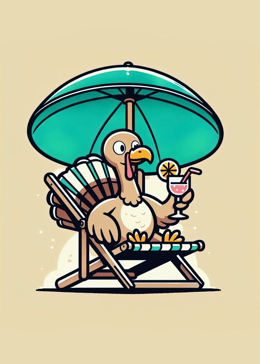 'Turkey Relaxing with Beach' Poster, picture, metal print, paint by ...