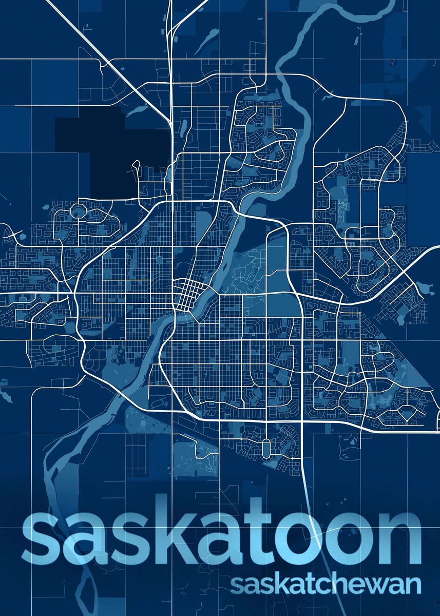'Saskatoon City Street Map' Poster, picture, metal print, paint by ...