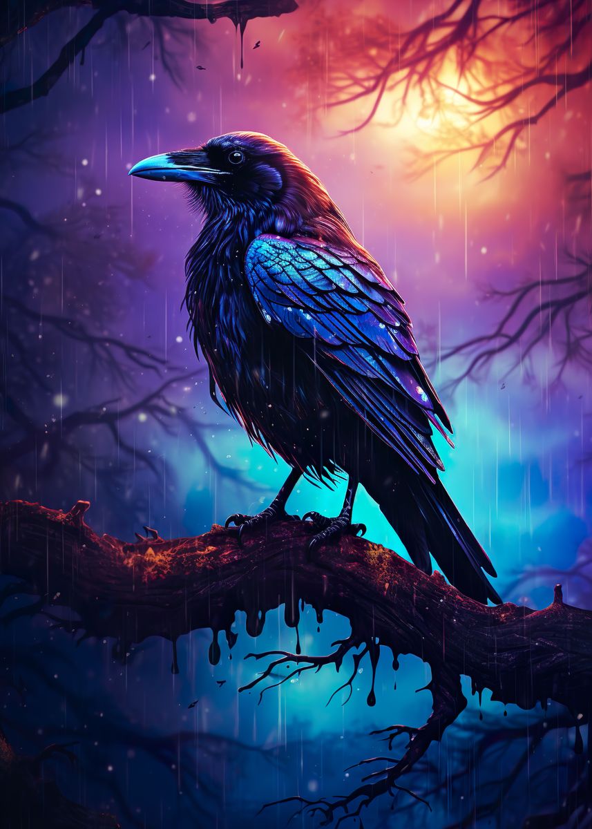 'Epic Rainy Crow' Poster, picture, metal print, paint by Dennex Designs ...