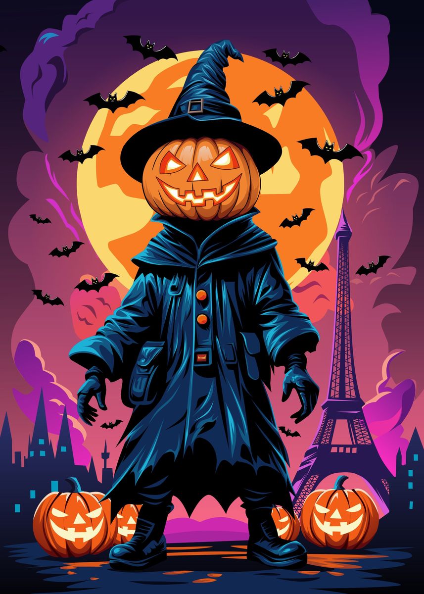 'Halloween in Paris' Poster, picture, metal print, paint by Miracle ...