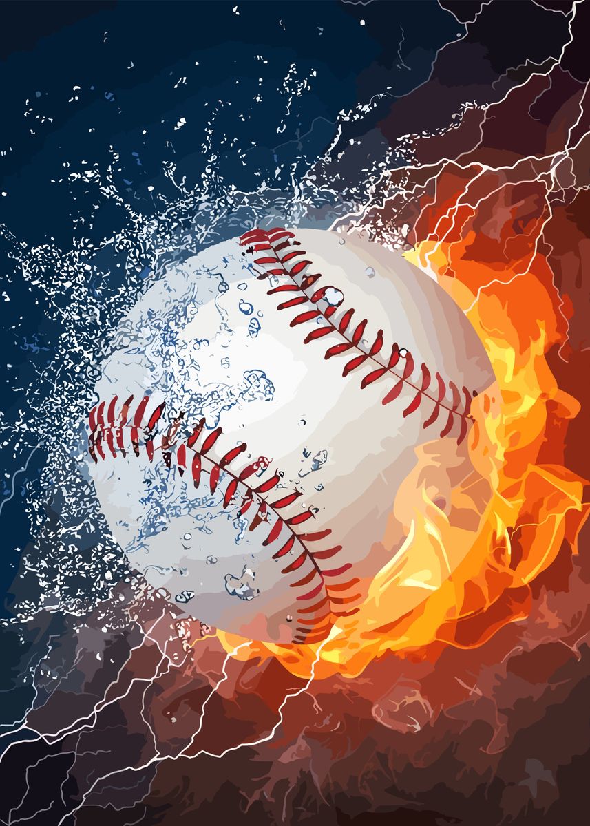 'baseball' Poster, picture, metal print, paint by Black And White Art ...