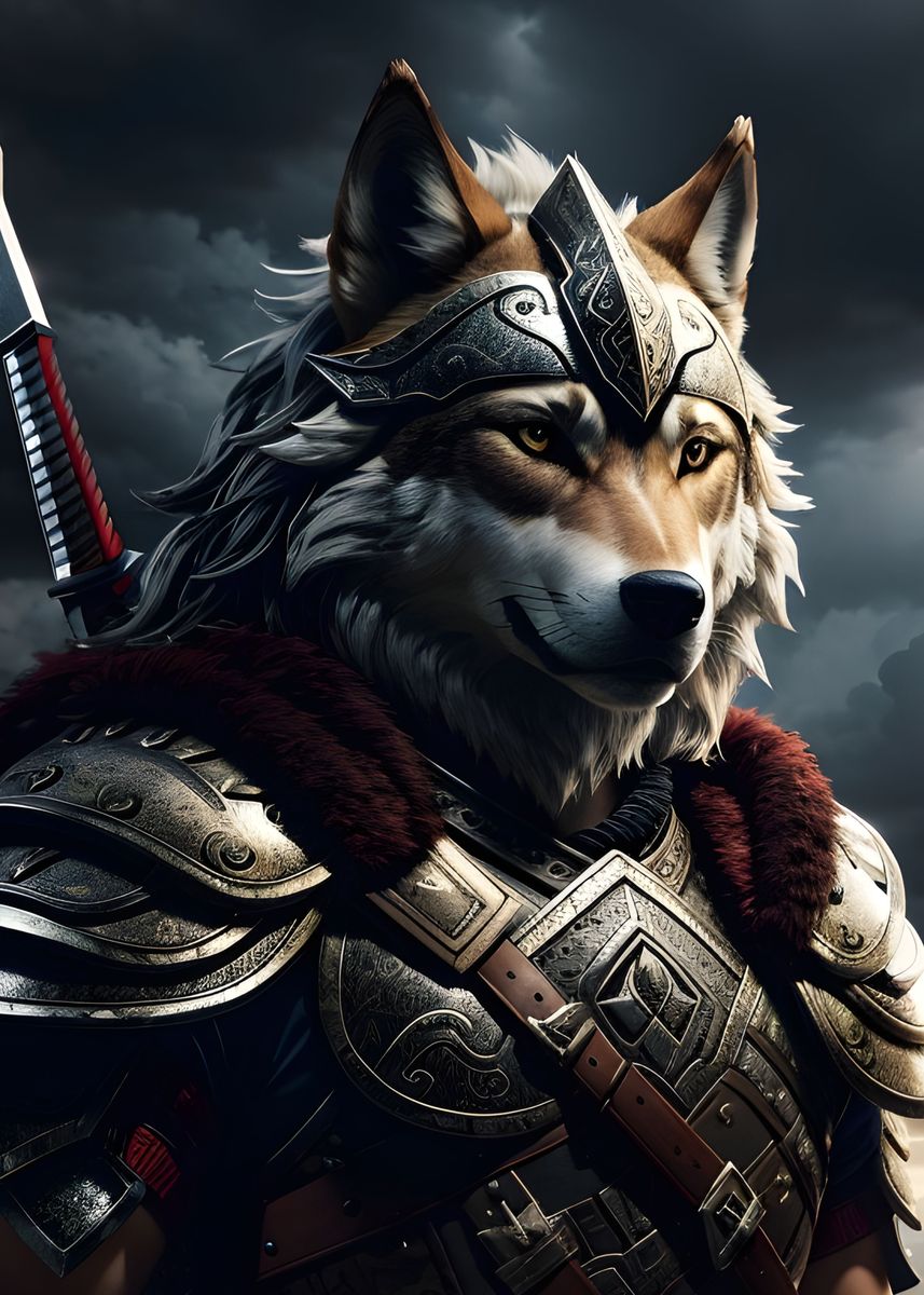 'Wolf warrior armor animal' Poster, picture, metal print, paint by Ayen ...