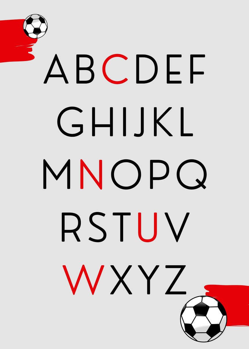 'Alphabet football fan' Poster, picture, metal print, paint by ISF draw ...