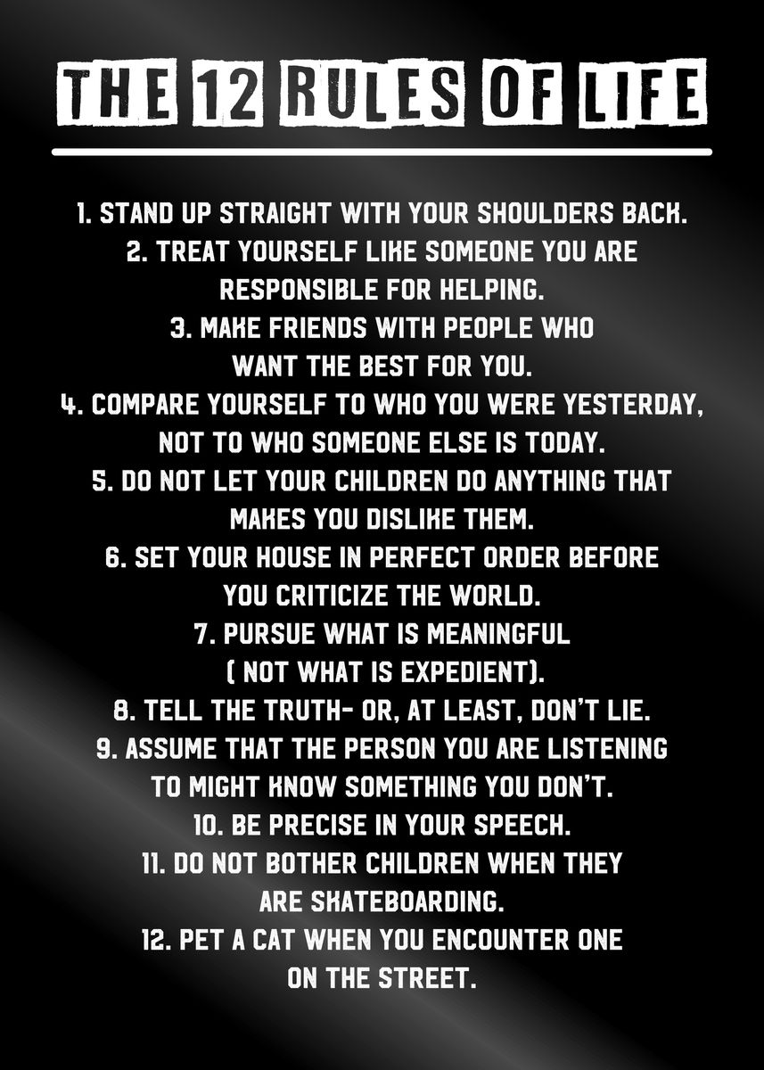 'the 12 rules of life' Poster, picture, metal print, paint by The ...