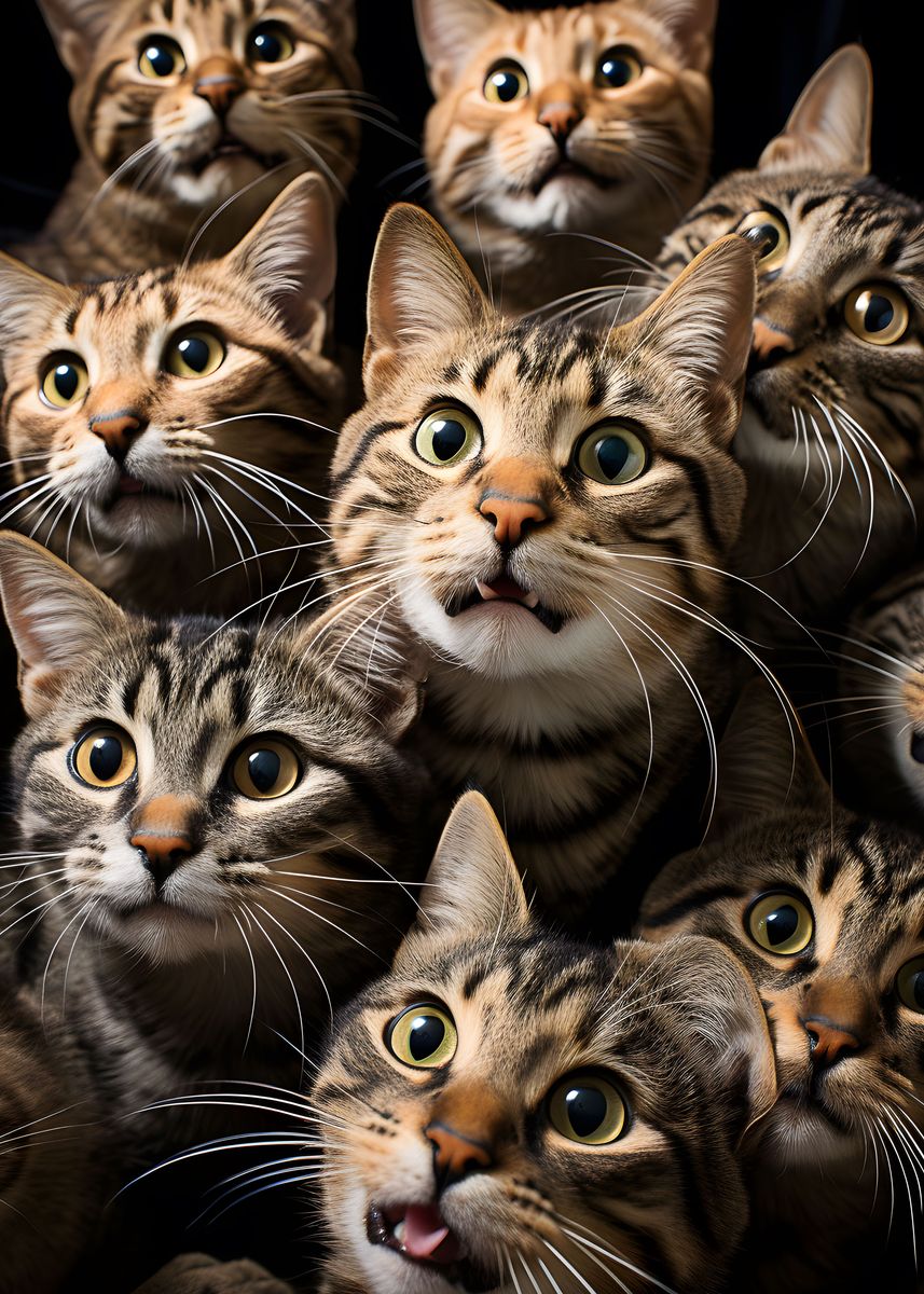 'Cat Shocked' Poster, picture, metal print, paint by brodest | Displate
