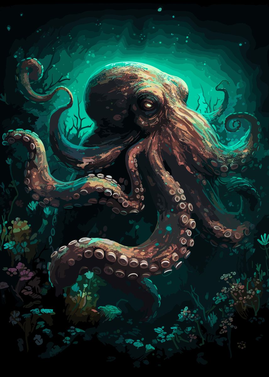 'Undersea Giant' Poster, picture, metal print, paint by Nasmed | Displate