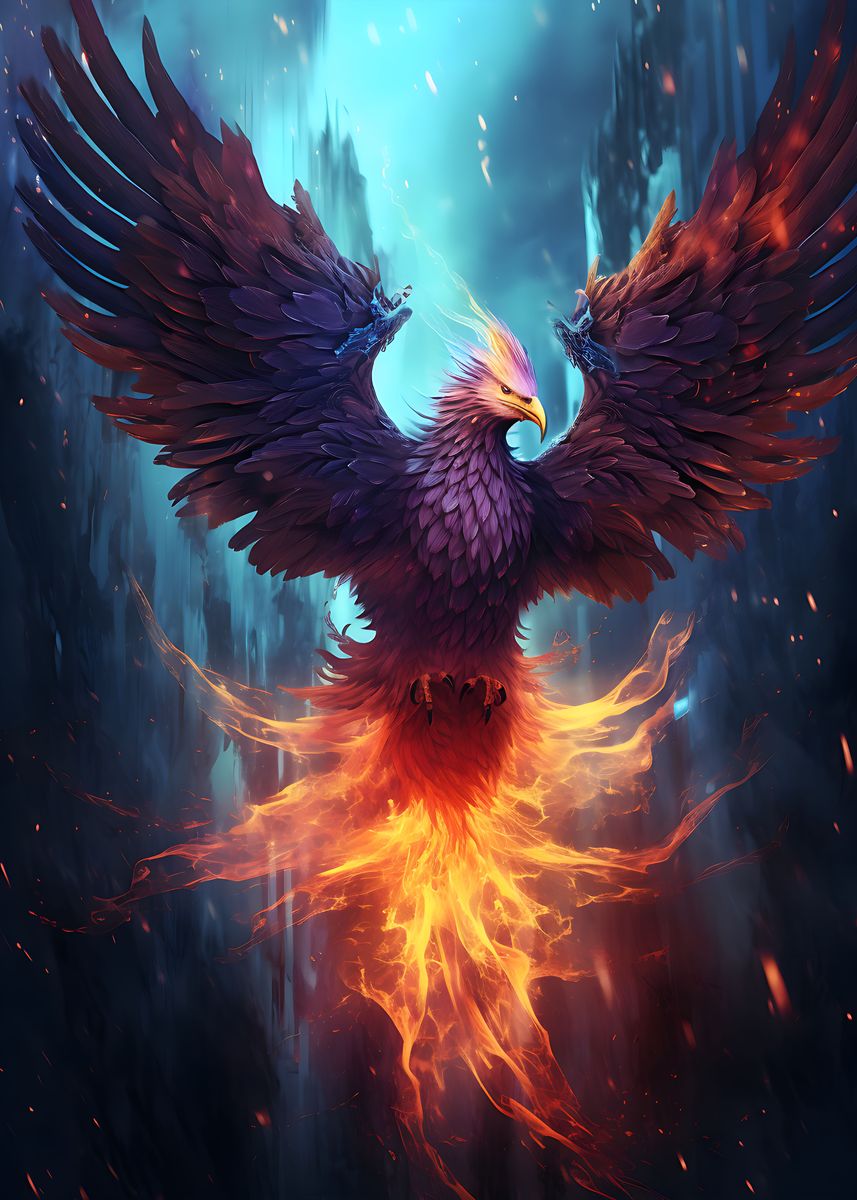 'Epic Rainy Phoenix' Poster, picture, metal print, paint by Dennex ...
