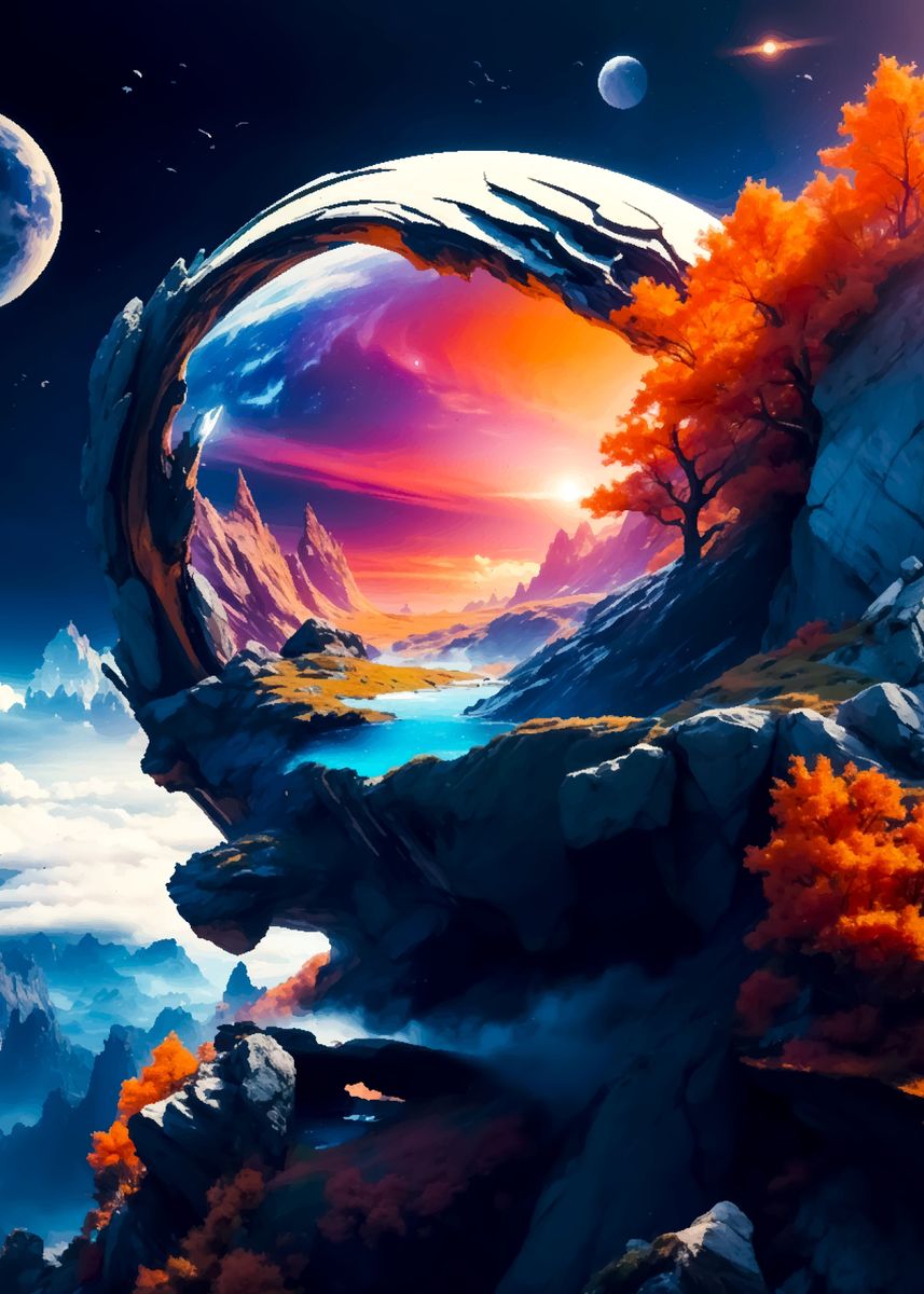 'Astro Landscape' Poster, picture, metal print, paint by Reflection ...