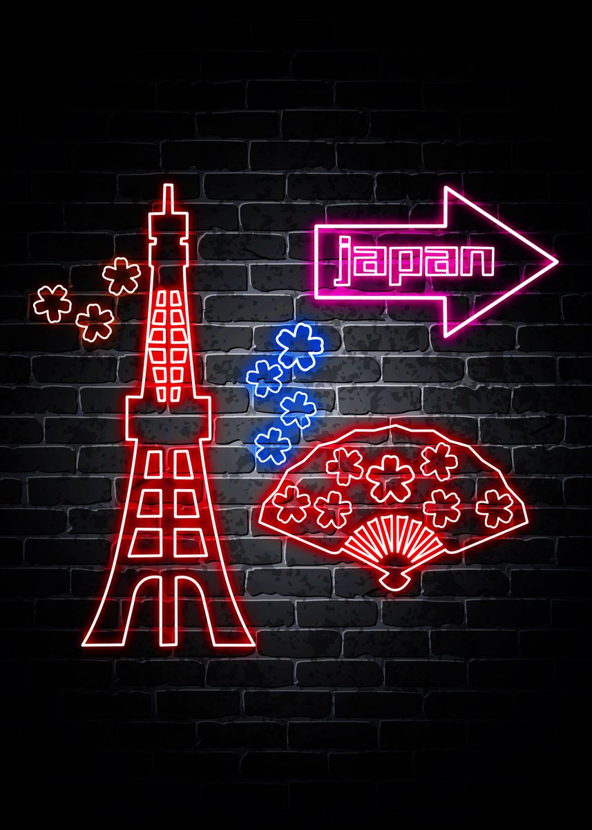 'Japanese Neon' Poster, picture, metal print, paint by daniel snichols ...