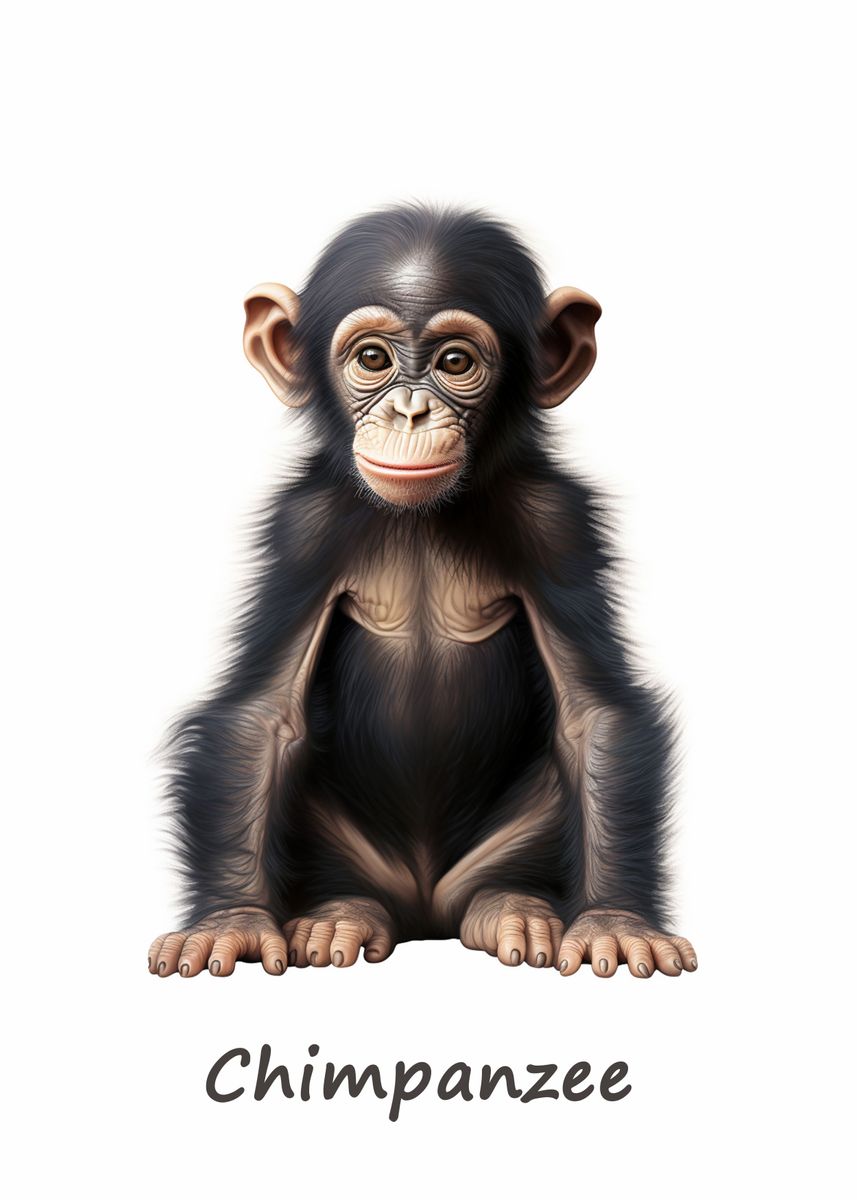 'Chimpanzee baby ' Poster, picture, metal print, paint by Phuong Dong ...