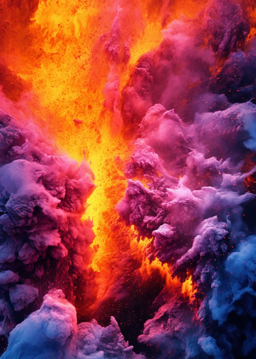 'Wild Lava Explosion' Poster, picture, metal print, paint by Cybronauts ...