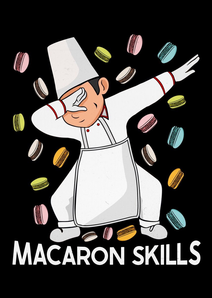 'Macaron Chef Macarons' Poster, picture, metal print, paint by PangolinArts | Displate