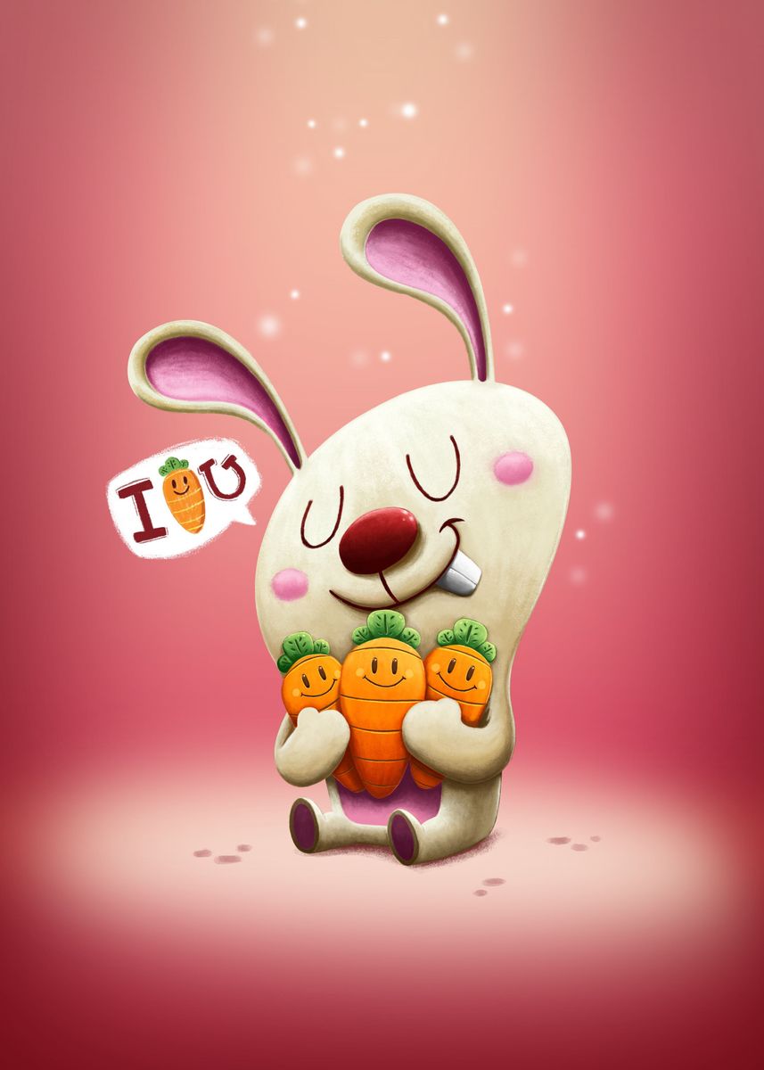 'Bunny love ' Poster, picture, metal print, paint by Fito Grafito ...