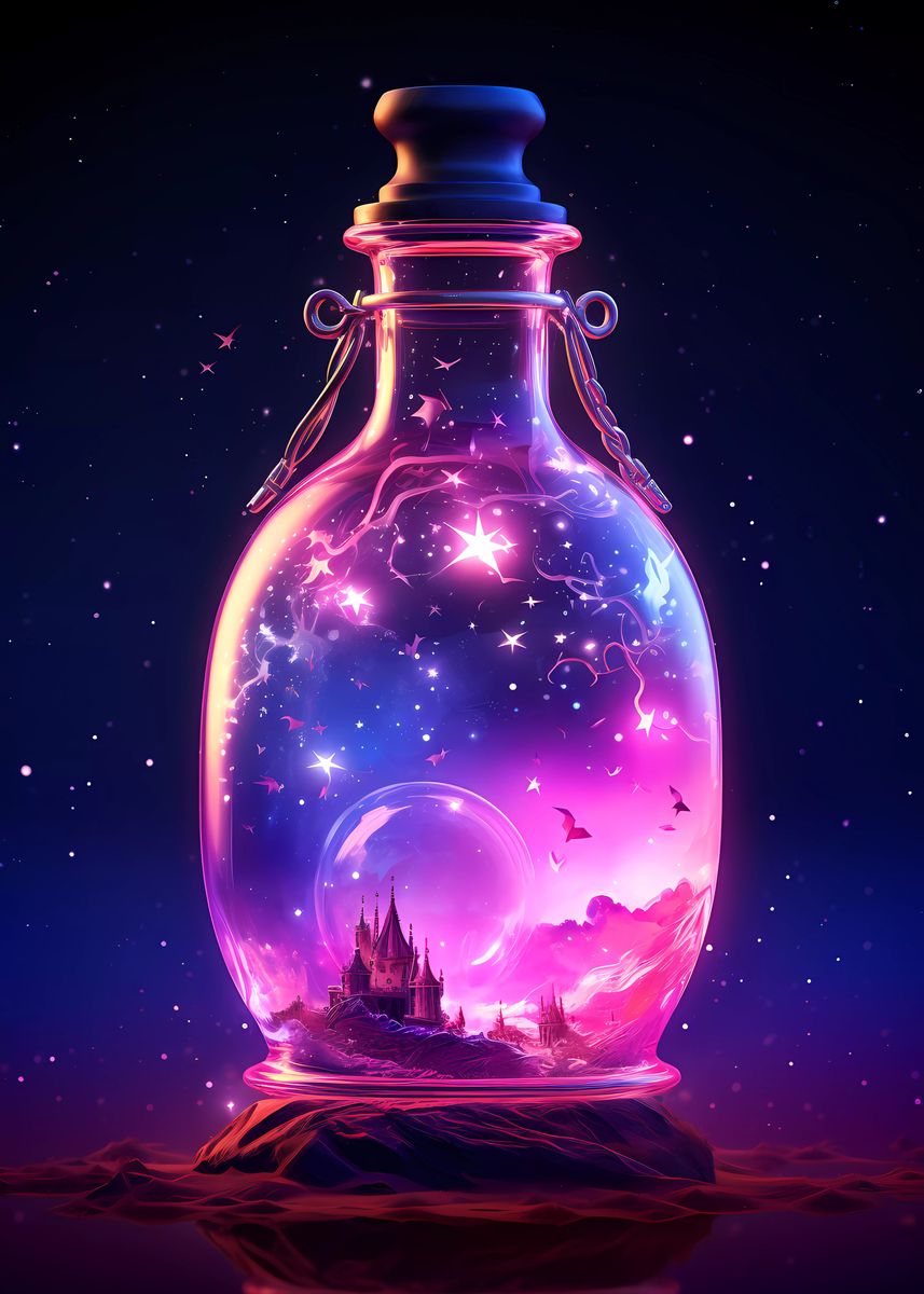 'Magical Night in a Bottle' Poster, picture, metal print, paint by AI ...