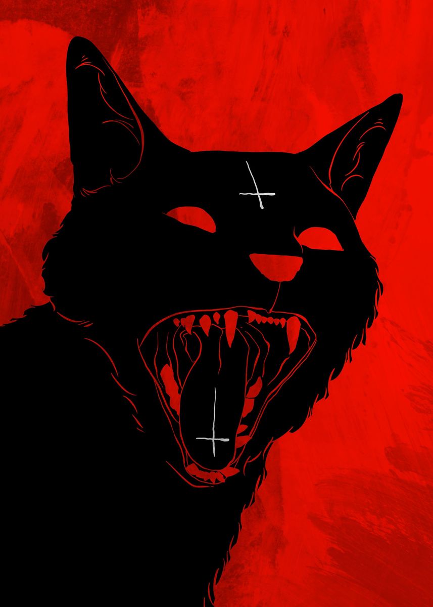 'evil cat' Poster, picture, metal print, paint by eunoia | Displate