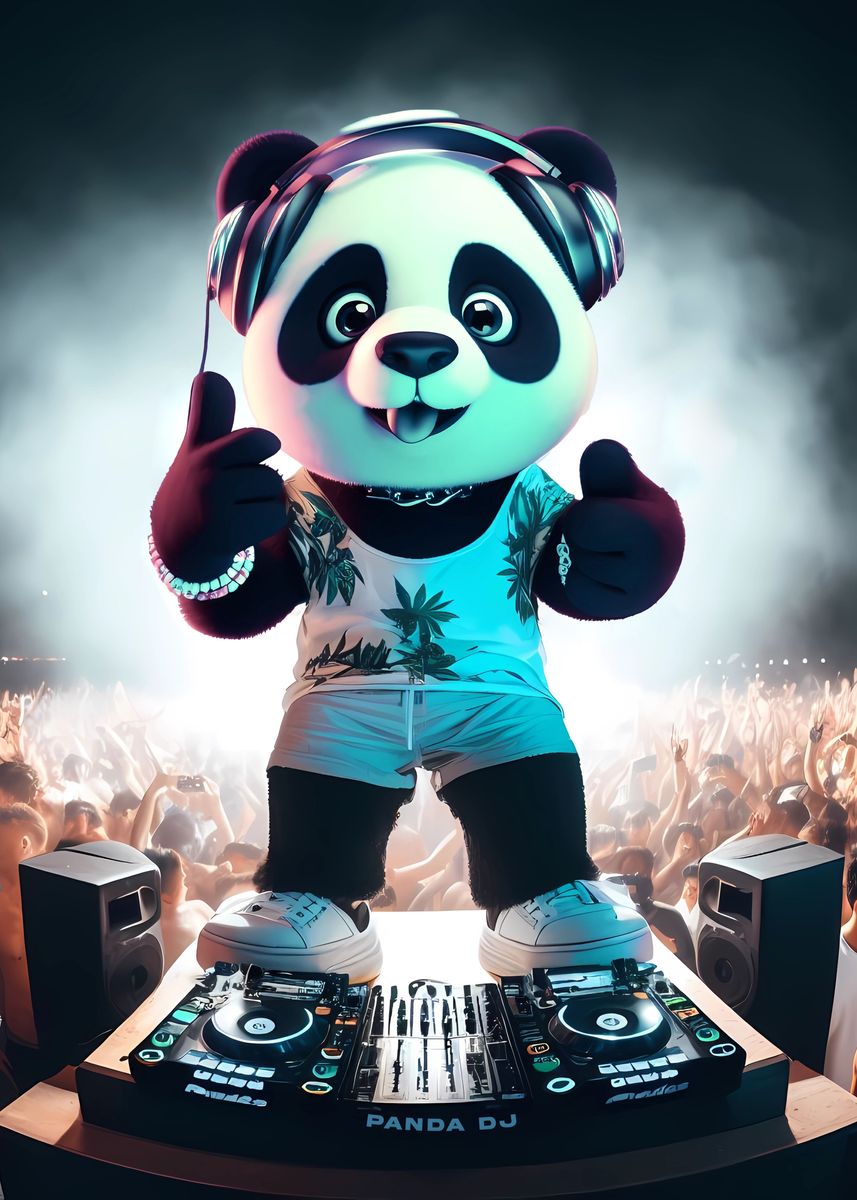 'Panda Dj' Poster, picture, metal print, paint by iridak Kadiri | Displate