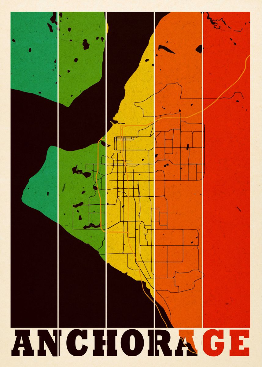 'Anchorage AK USA' Poster, picture, metal print, paint by Ryan Proffitt ...