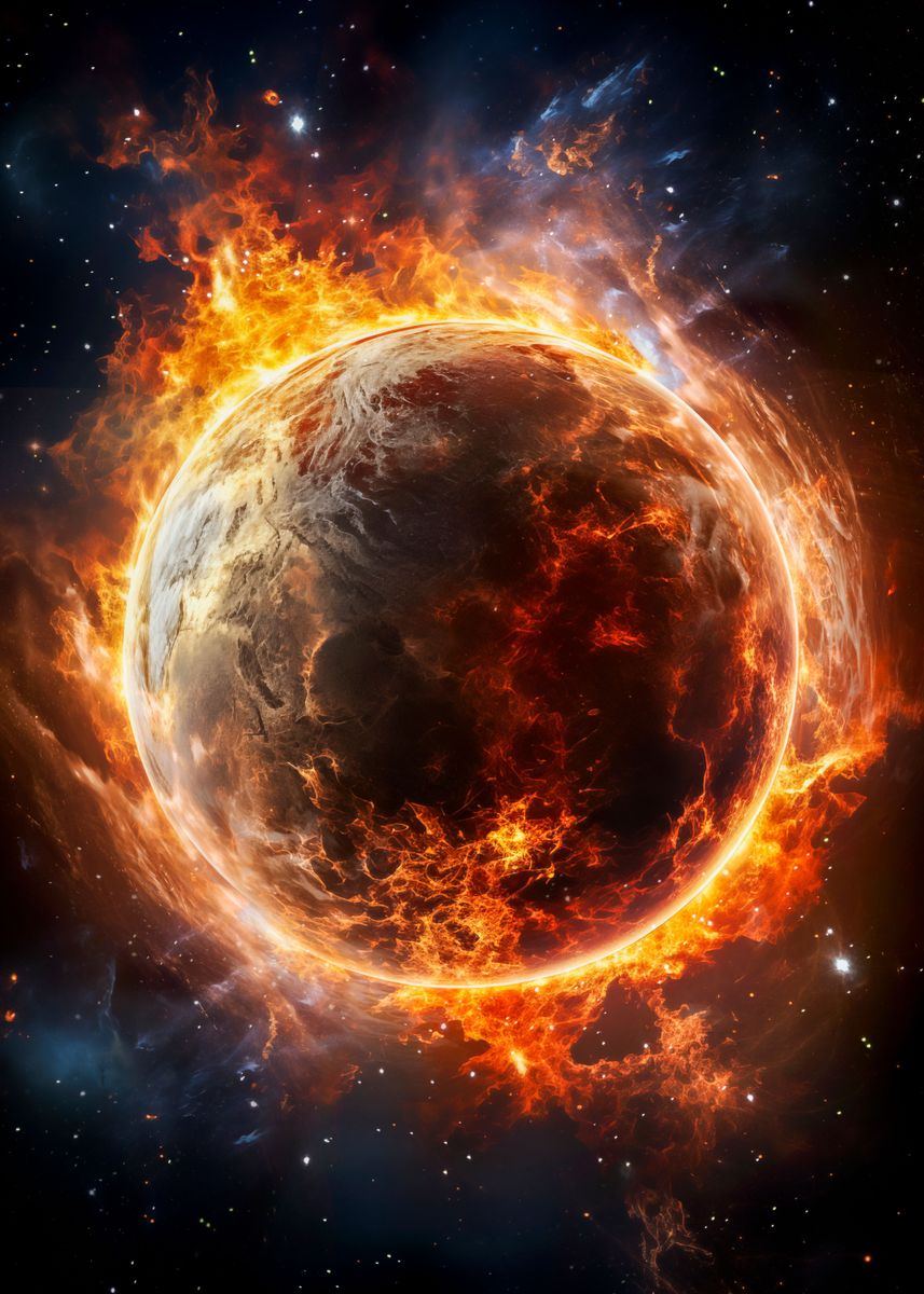 'Planet on Fire' Poster, picture, metal print, paint by The creative ...