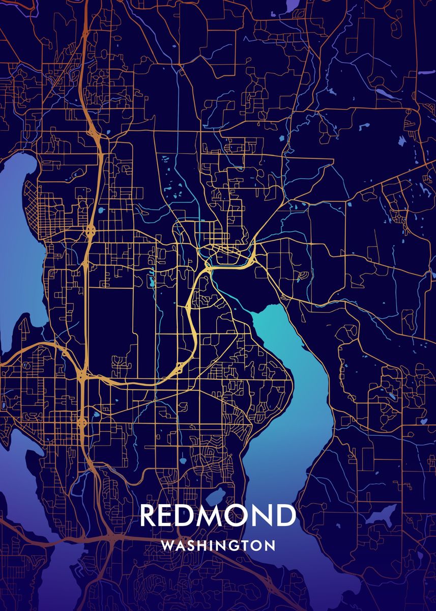 'Redmond Map' Poster, picture, metal print, paint by Miracle Studio ...
