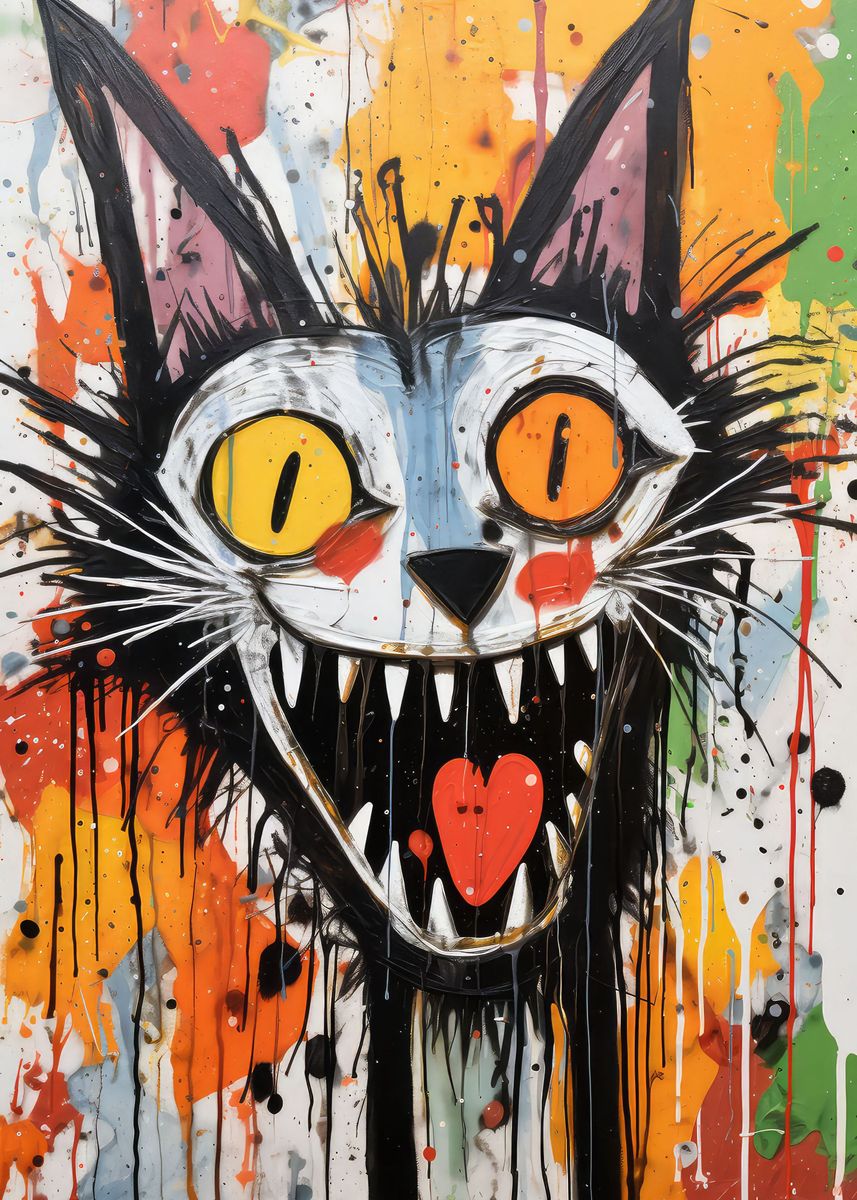 'Cat Graffiti Street Art ' Poster, picture, metal print, paint by ...