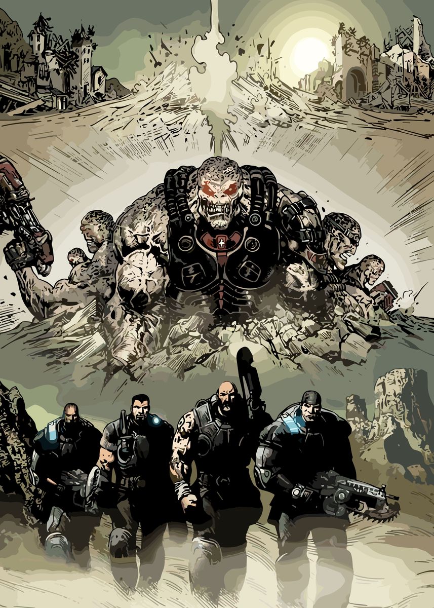 'gears of war' Poster, picture, metal print, paint by polytron | Displate