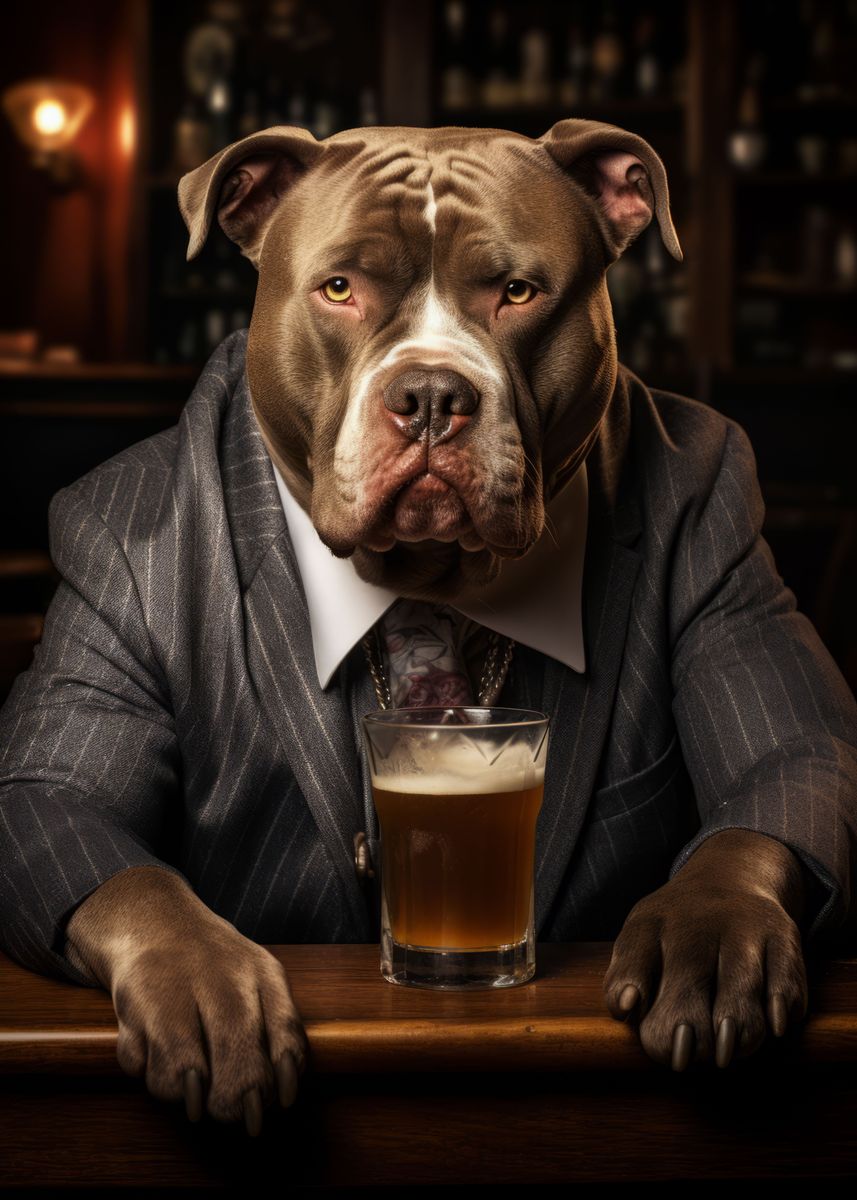 'XL Bulldog at the Bar' Poster, picture, metal print, paint by Craig ...