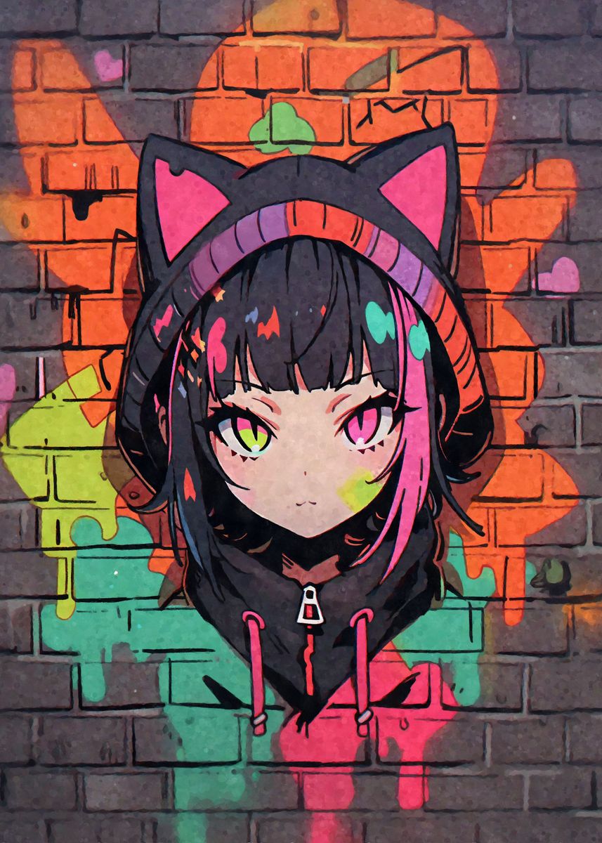 'Anime Nekomimi Graffiti' Poster, picture, metal print, paint by Masaki ...