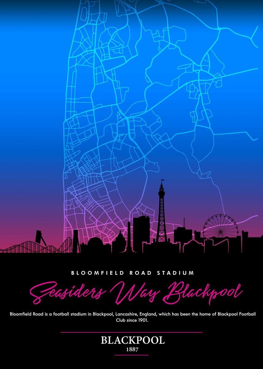 'Blackpool' Poster, picture, metal print, paint by Kaye Whitesel | Displate