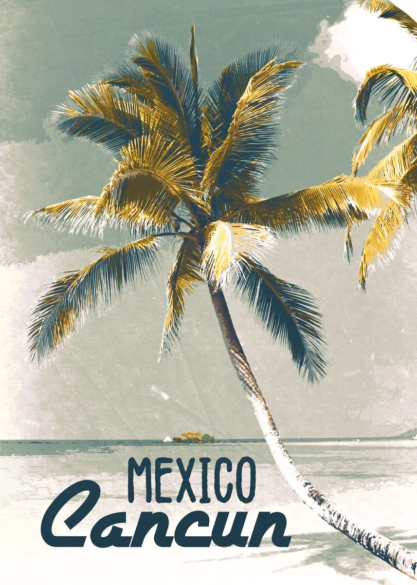 'Cancun Vintage Postcard' Poster by OliArt | Displate
