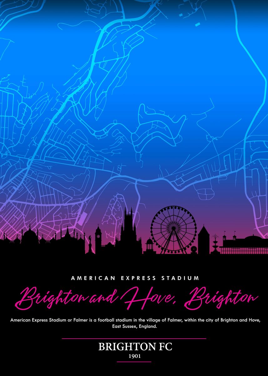 'Brighton FC' Poster, picture, metal print, paint by Kaye Whitesel ...
