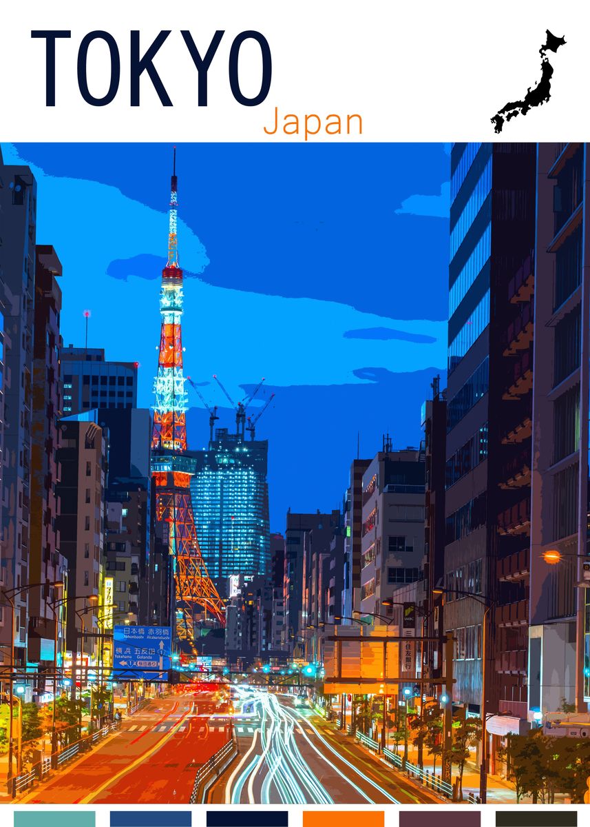 'TOKYO TRAVEL POSTER' Poster, picture, metal print, paint by Deiver Briceño | Displate