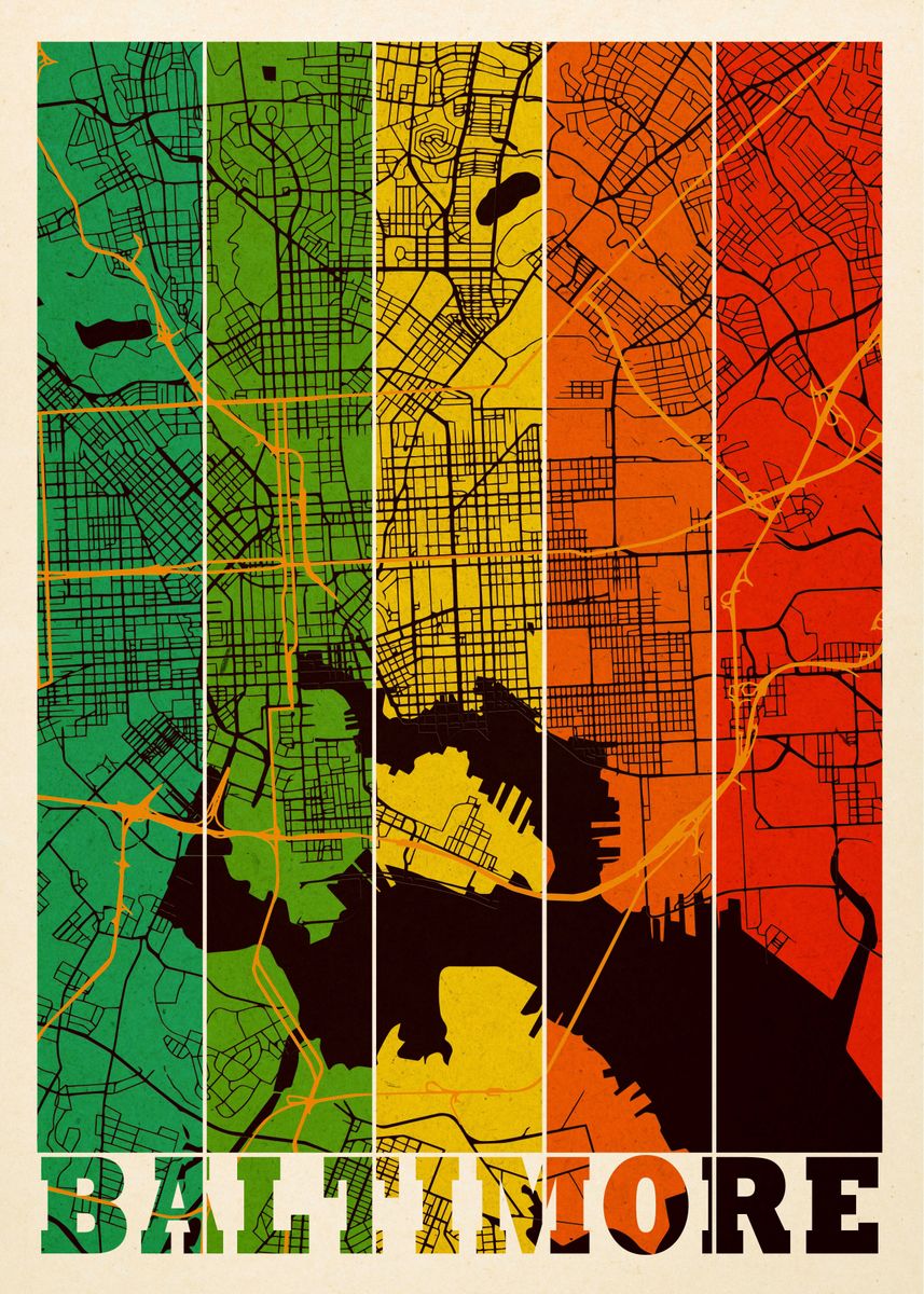 'Baltimore MD USA' Poster, picture, metal print, paint by Ryan Proffitt ...