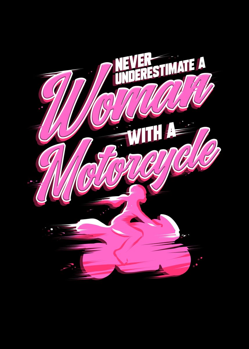 'Ladies Motorcycle Girl' Poster, picture, metal print, paint by Bright ...